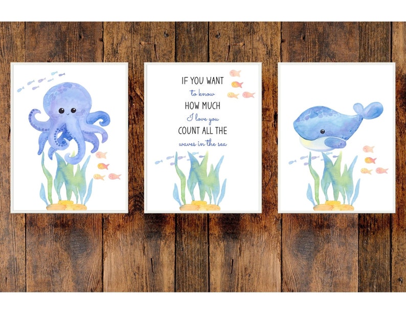 Ocean Themed Wall Art Template, Nursery Wall Art, Digital Decor ...