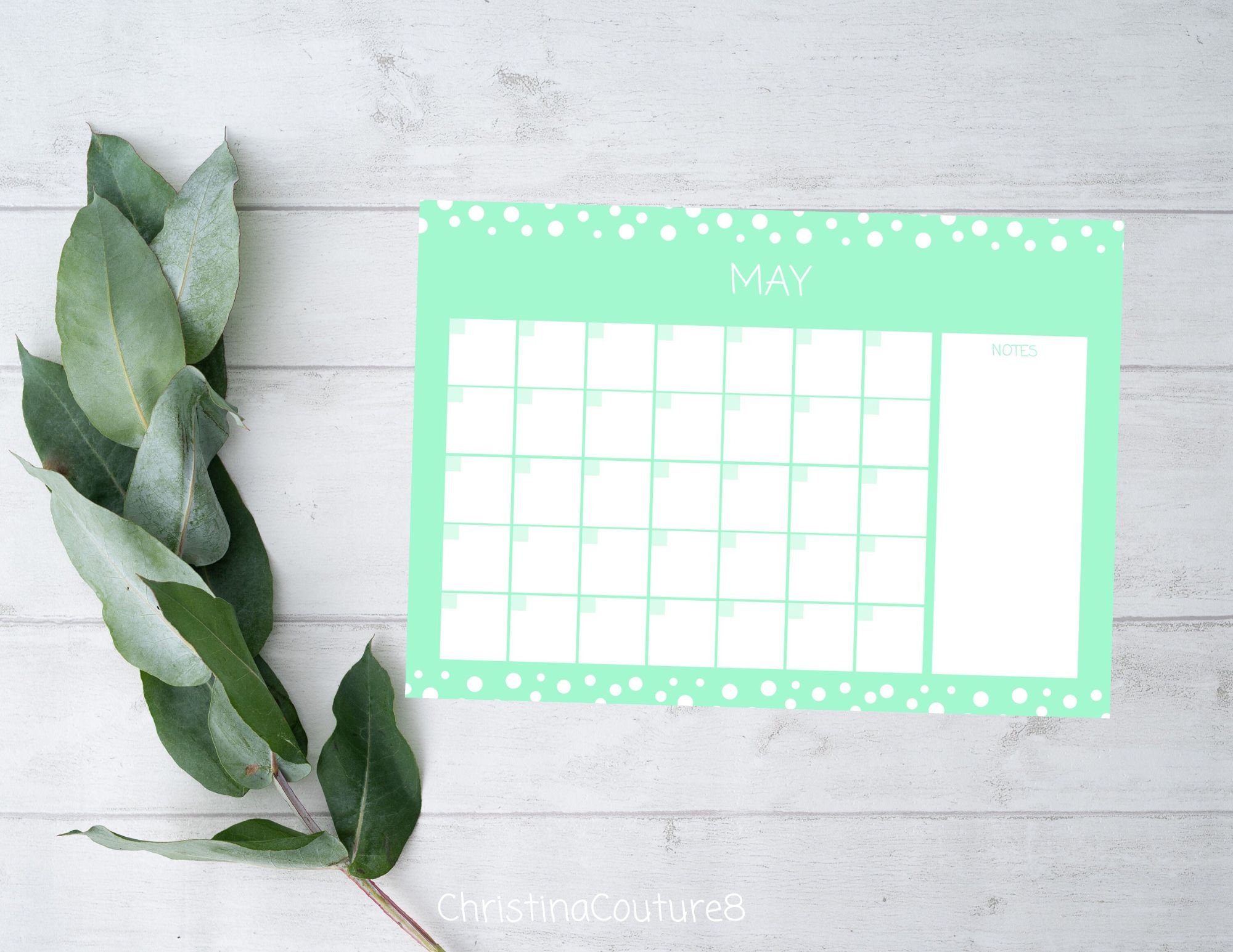 Monthly Calendar Template, Digital Calendar, Editable Monthly Calendar ...