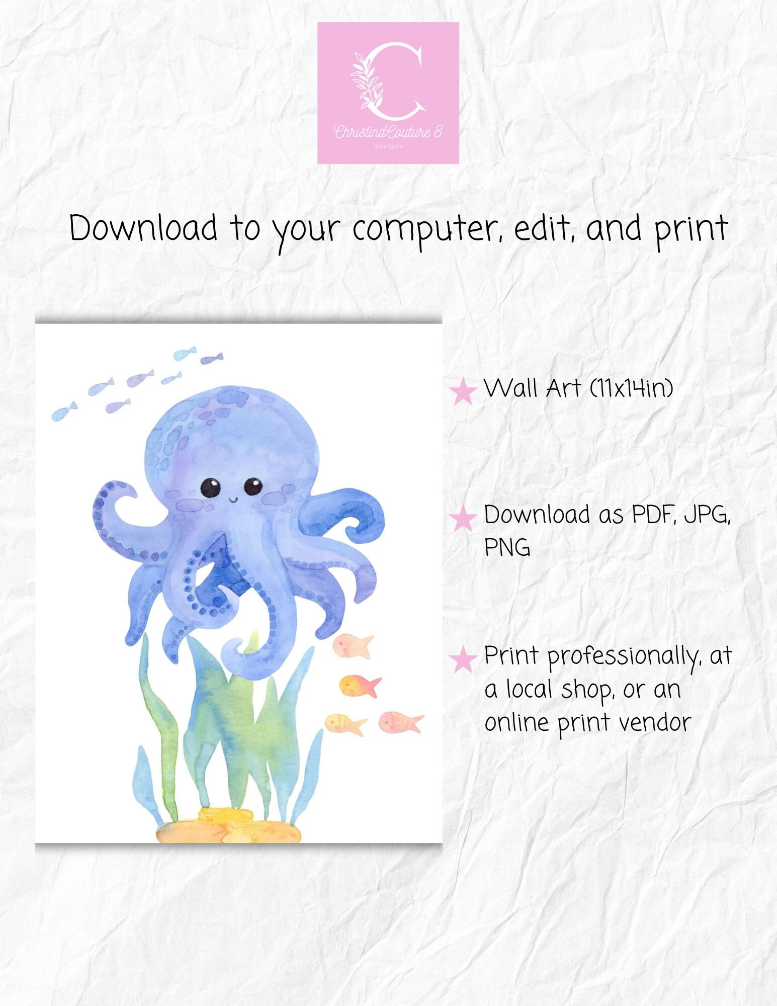 Ocean Themed Wall Art Template, Nursery Wall Art, Digital Decor ...