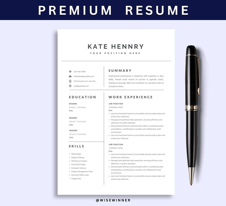 Editable Modern CV TEMPLATE for Canva, Professional Resume Download ...