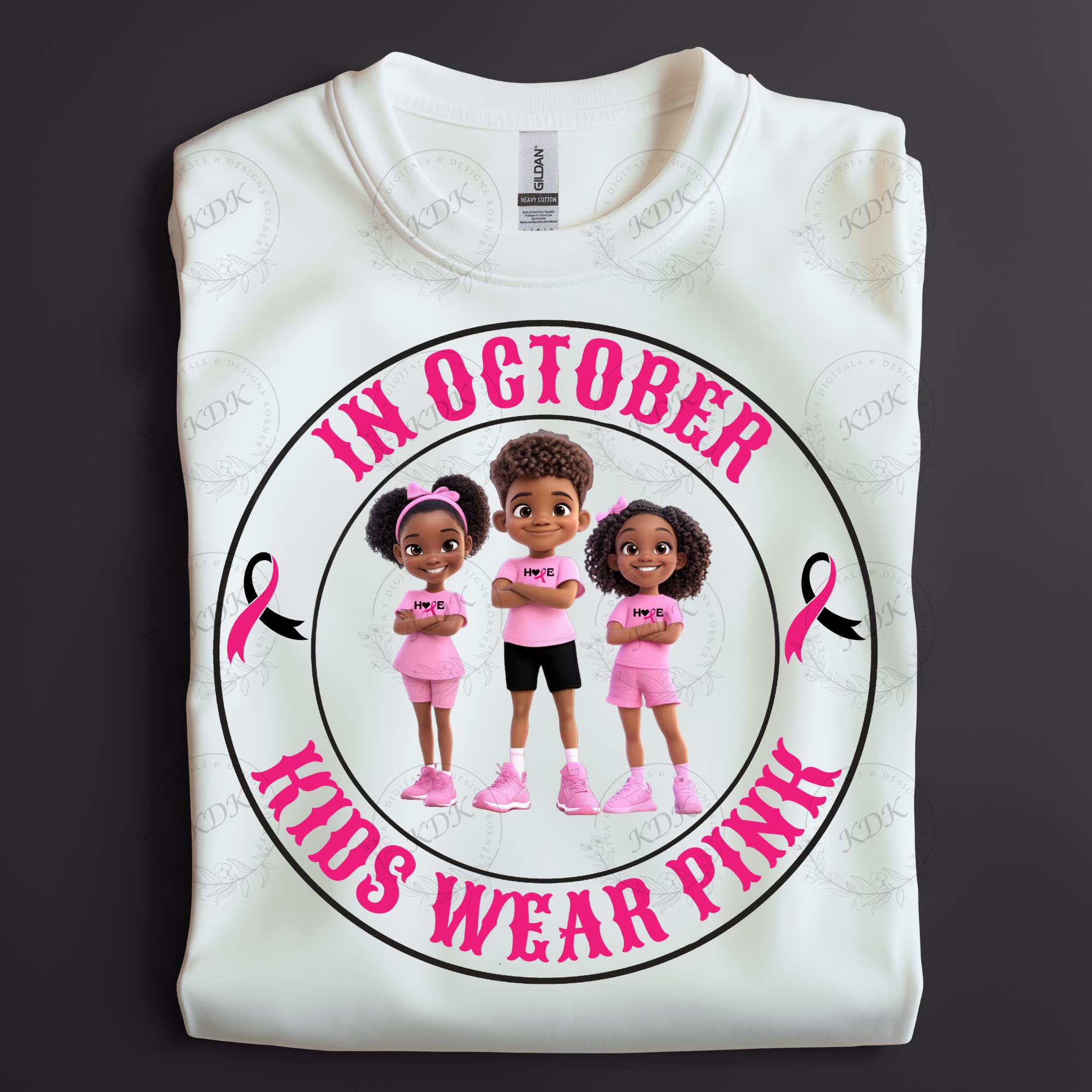 Kids Wear Pink, Breast Cancer Awareness PNG, PNG Sublimation Design ...