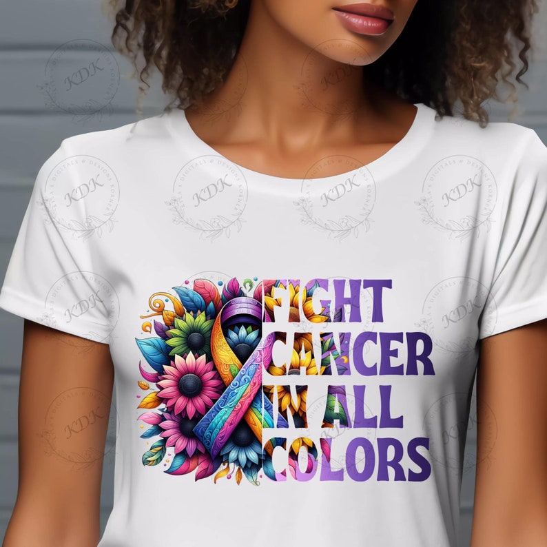 Fight Cancer in All Colors PNG Sublimation Design, Breast Cancer ...