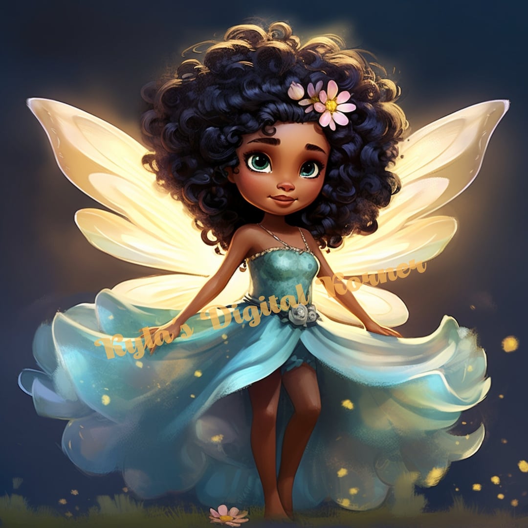 Black Girl, Black Fairy, PNG, Sublimation, African American, Melanin ...