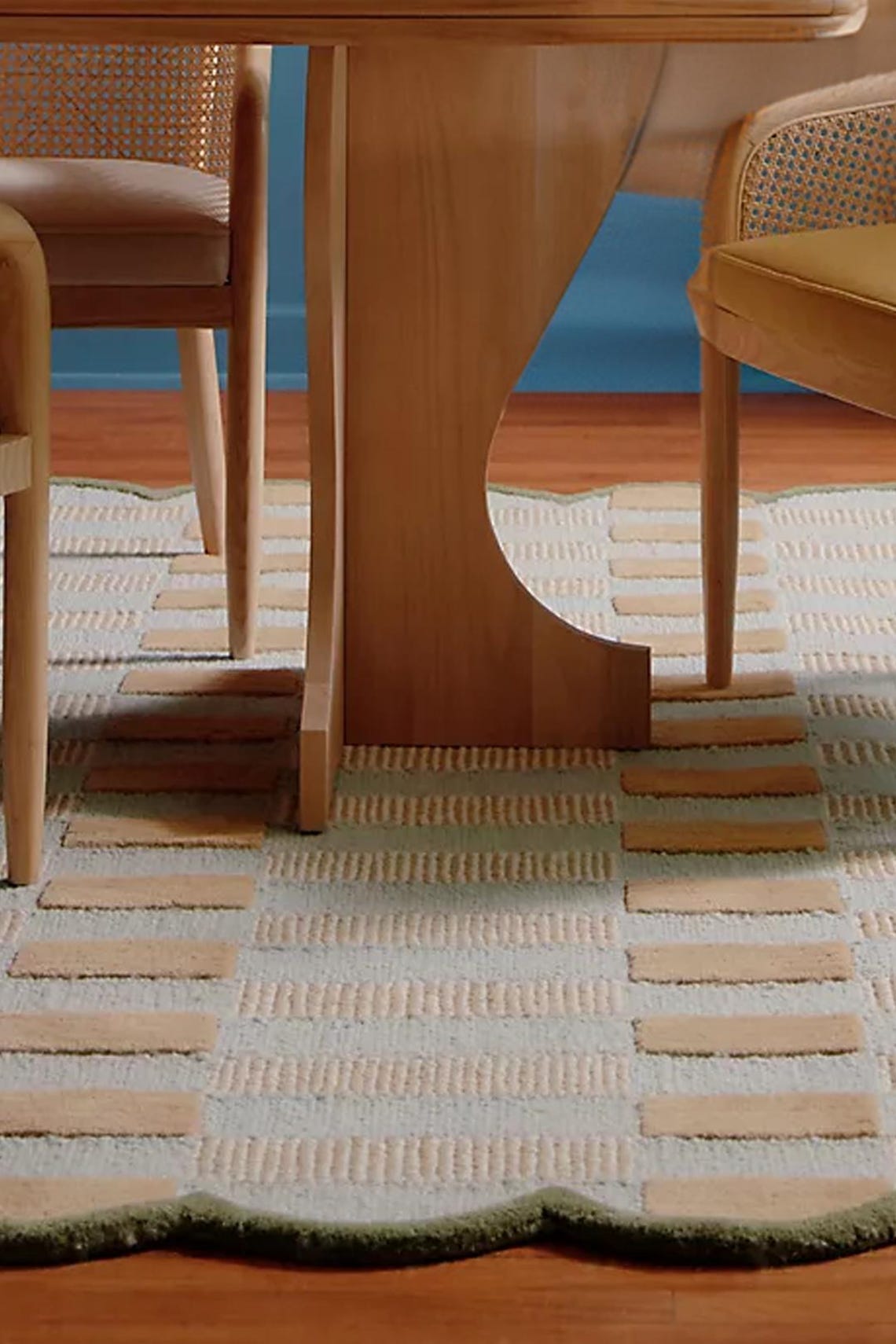 Scallop Hand Tufted Rug Yellow Grey and Green Border Area Wool Rugs for ...