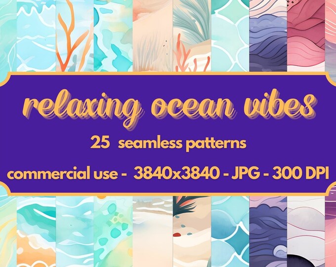 Beach Hues Digital Paper Pack, Ocean Sand Color Paper, Soft Art ...