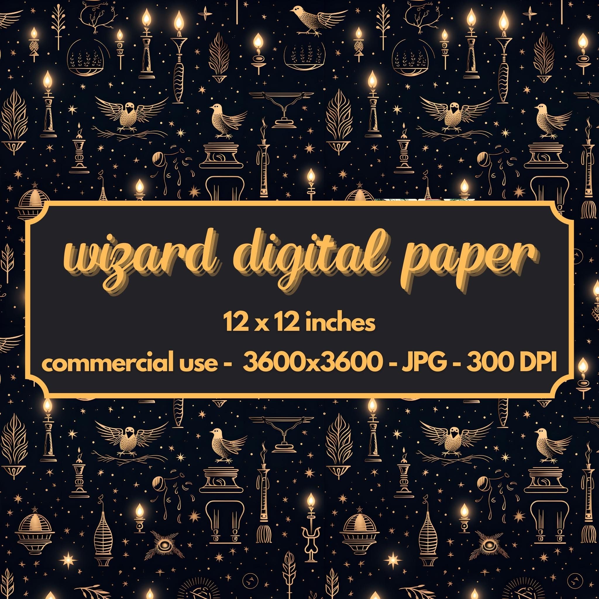 Wizard Pattern Digital Paper, Seamless Pattern, Wizard Junk Journal ...