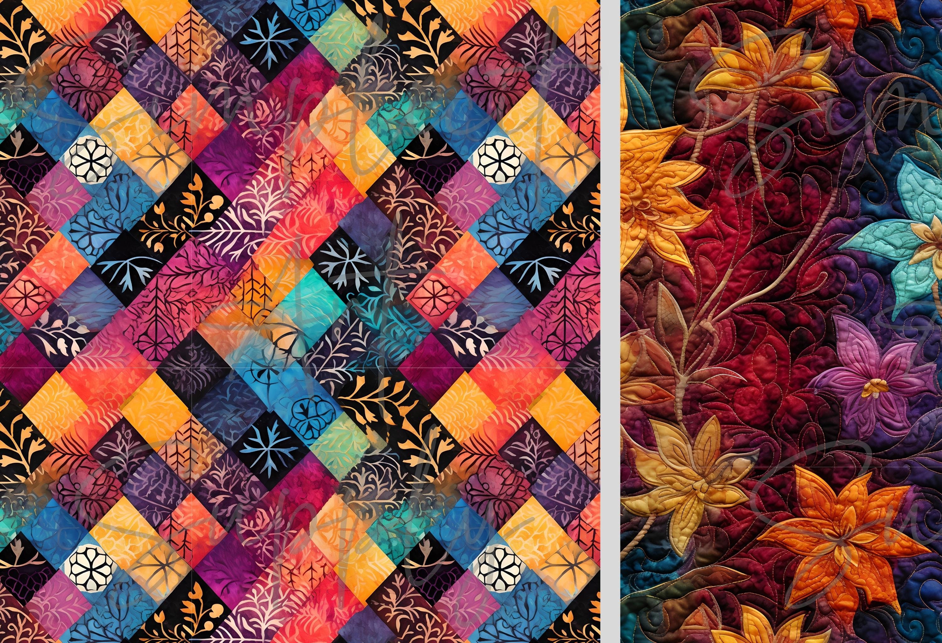 40 Batik Quilt Textures Seamless Pattern Digital Paper Bundle, Quilt ...