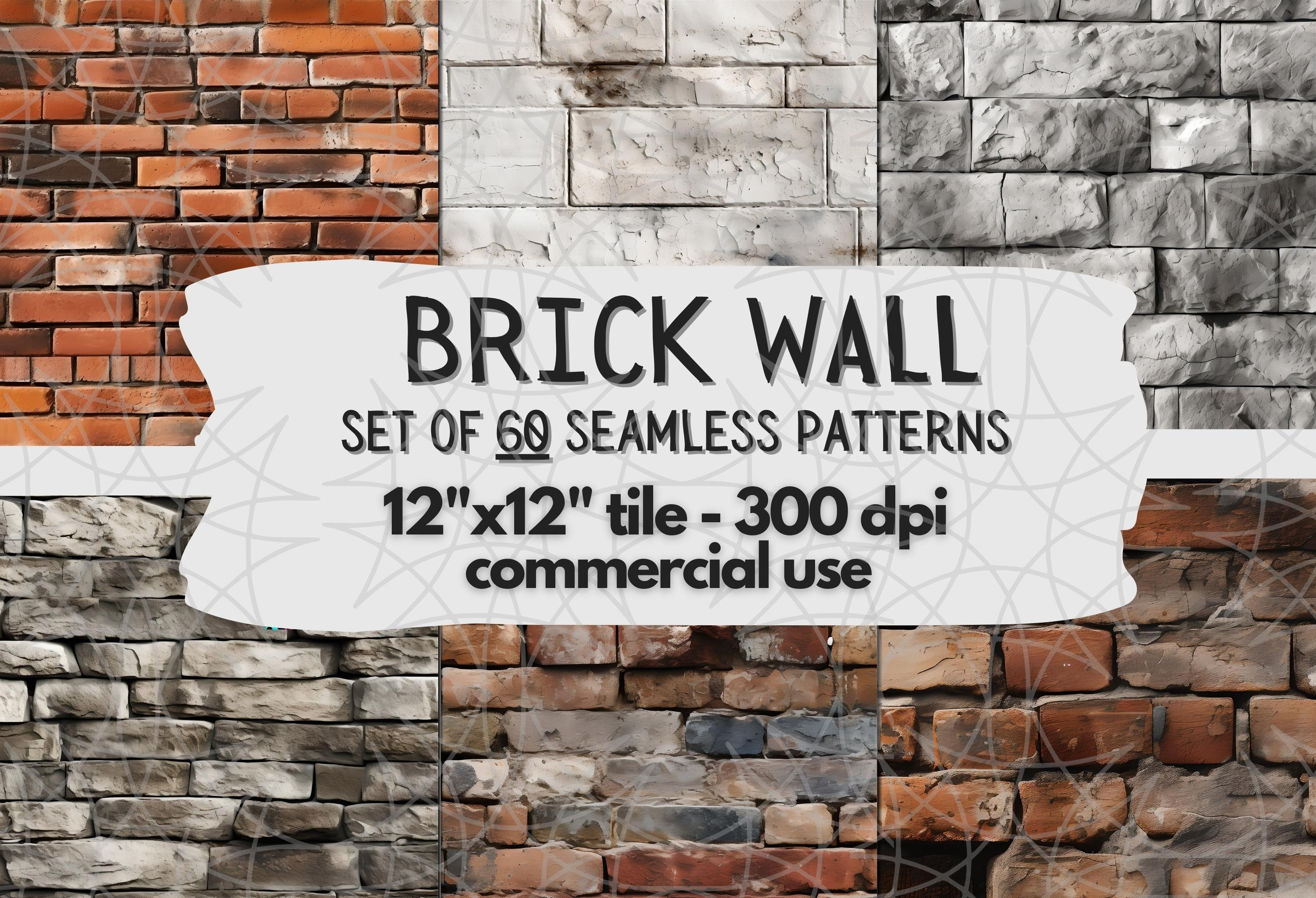 60 Brick Texture Seamless Patterns, Shabby Chic Distressed Brick Wall ...