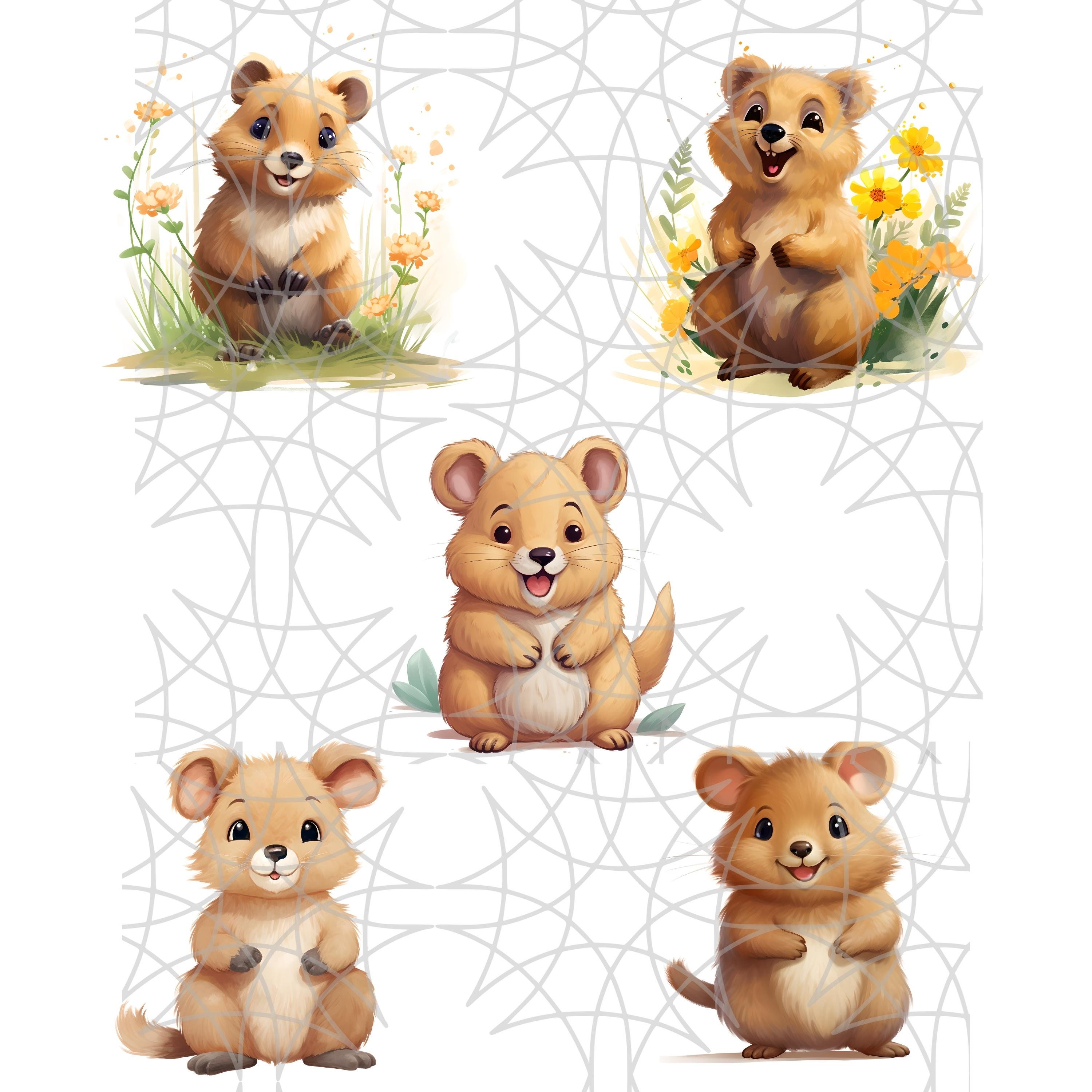 Cute Quokka Clipart Set - 10 PNG Xmas Quokkas for Commercial Use ...