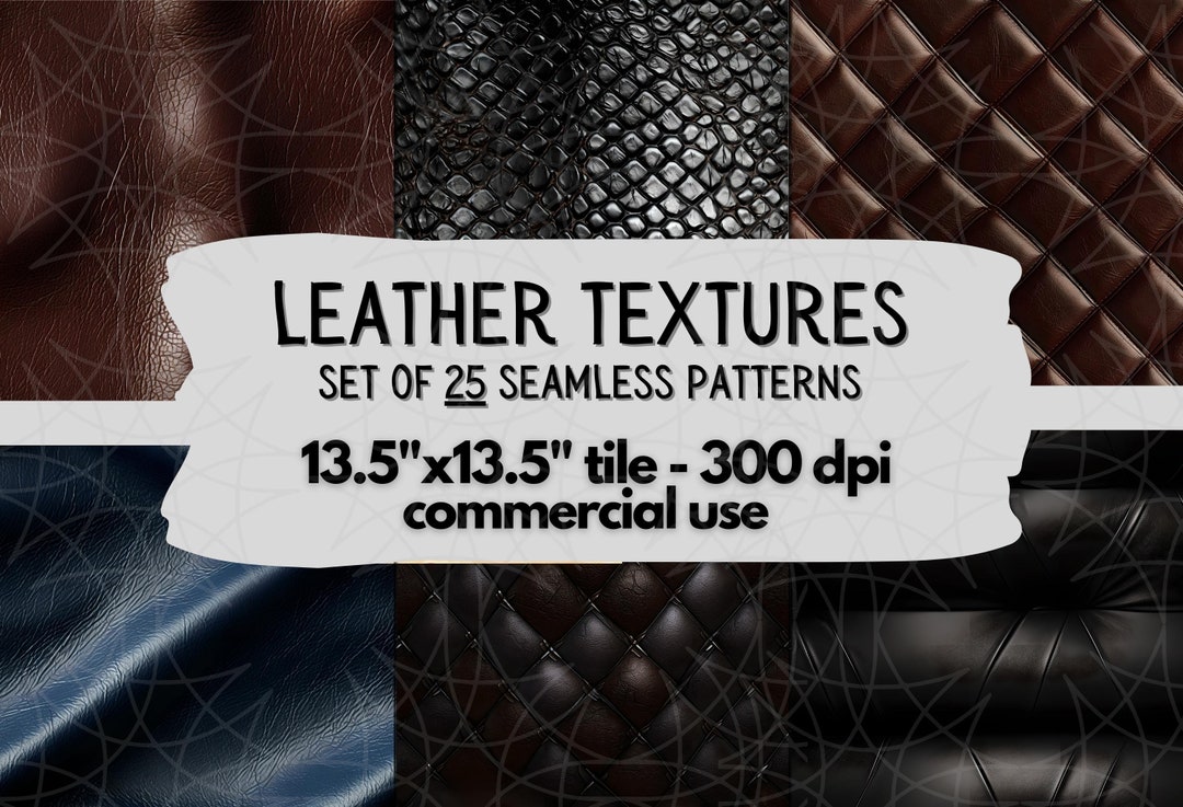 Dark Leather Seamless Pattern, Leather Digital Paper, Black Leather ...