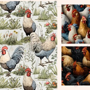 Chicken Digital Paper, 10 Seamless Chicken Texture Pattern Bundle ...
