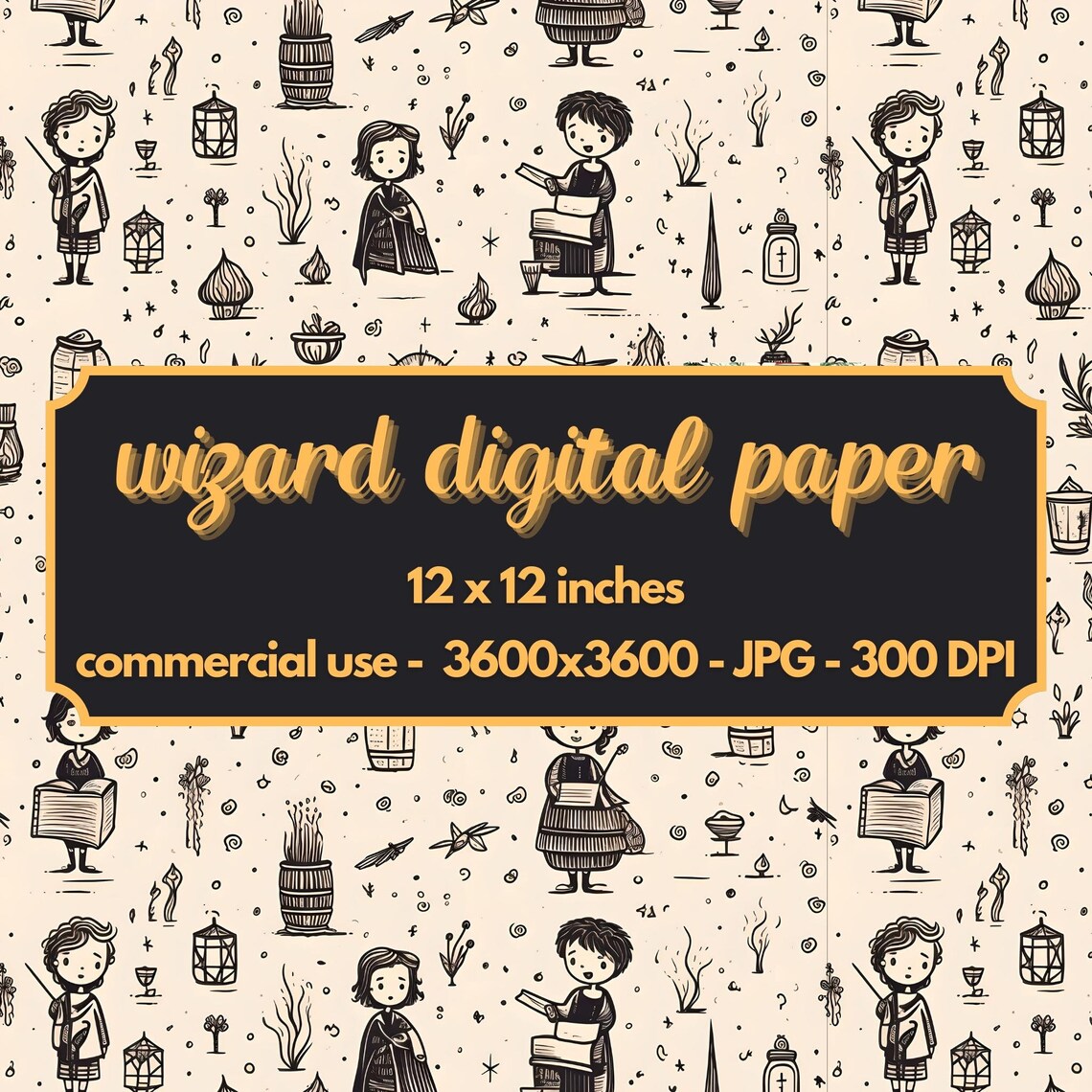 Wizard Pattern Digital Paper, Seamless Pattern, Wizard Junk Journal ...