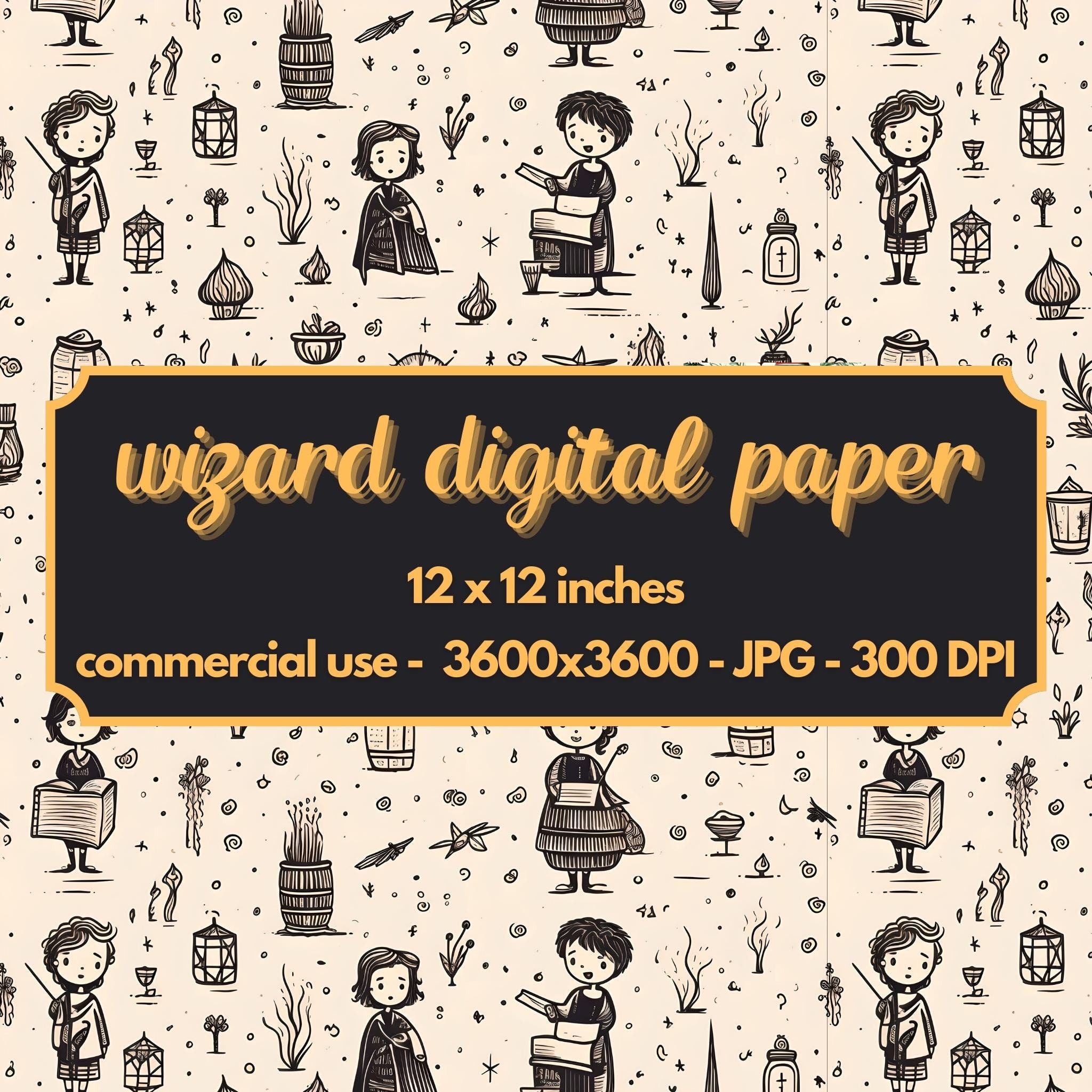 Wizard Pattern Digital Paper, Seamless Pattern, Wizard Junk Journal ...