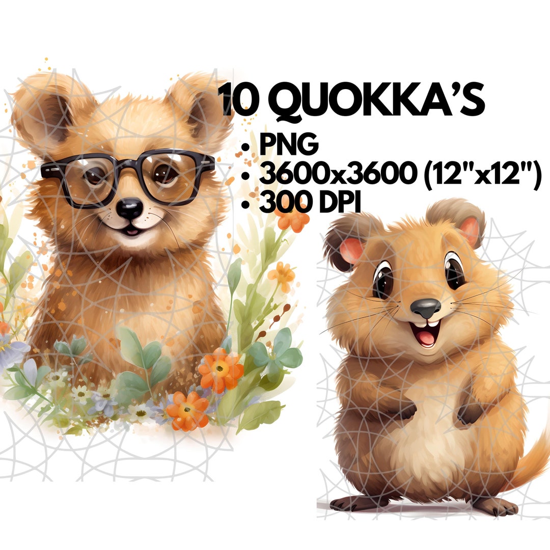 Watercolor Xmas Quokka Clipart Set – 10 PNG Images (instant Download ...