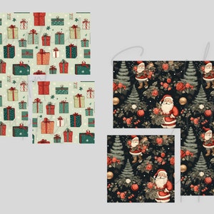 Seamless Vintage Christmas Digital Paper Patterns, Retro Winter Holiday ...