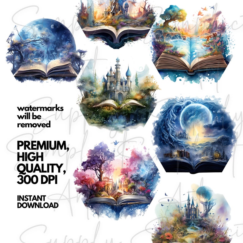 Fantasy Book Bundle PNG, Transparent Background, Digital Fantasy Book ...