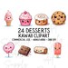 Watercolor Kawaii Desserts Clipart - 24 Cute Food Pngs for Nursery ...