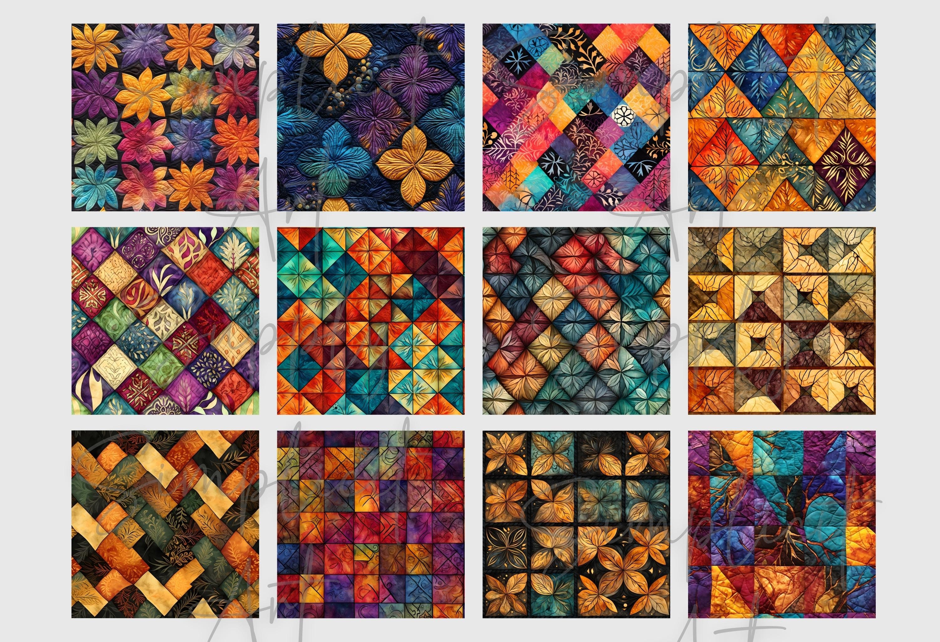 40 Batik Quilt Textures Seamless Pattern Digital Paper Bundle, Quilt ...