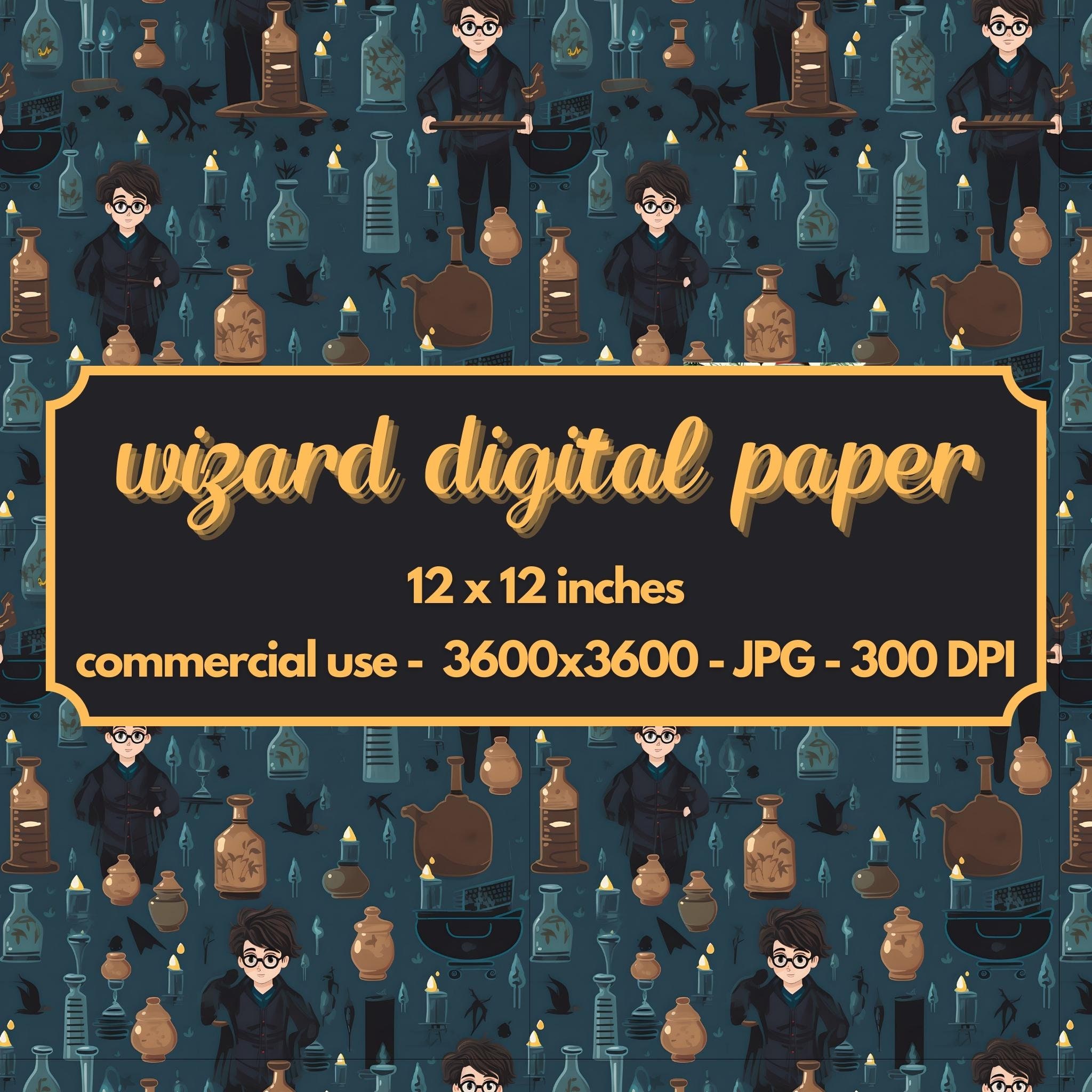 Wizard Pattern Digital Paper, Seamless Pattern, Wizard Junk Journal ...