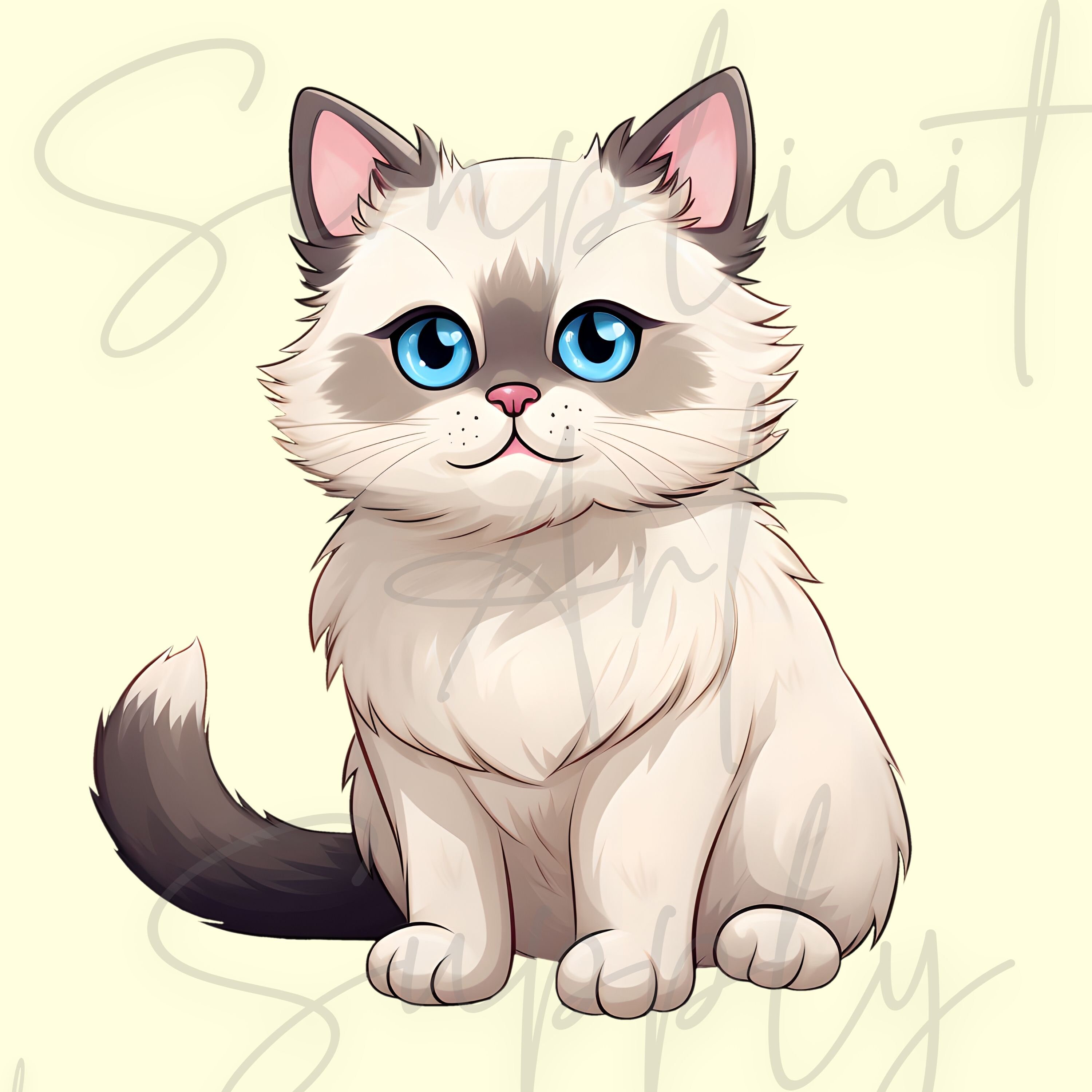 35 Cute Kawaii Cats PNG Clipart Bundle Card Making Graphics - Etsy