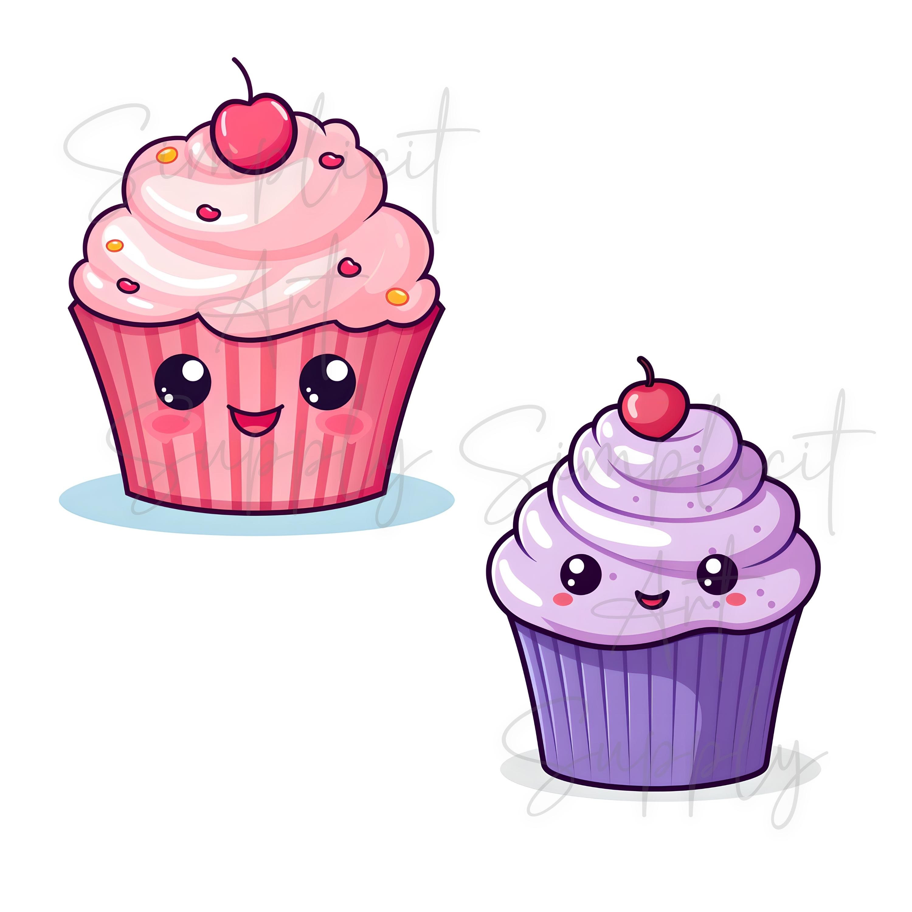 Watercolor Kawaii Desserts Clipart - 24 Cute Food Pngs for Nursery ...