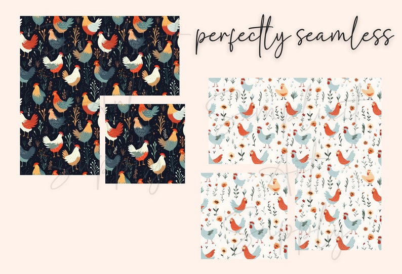 Chicken Digital Paper, 10 Seamless Chicken Texture Pattern Bundle ...