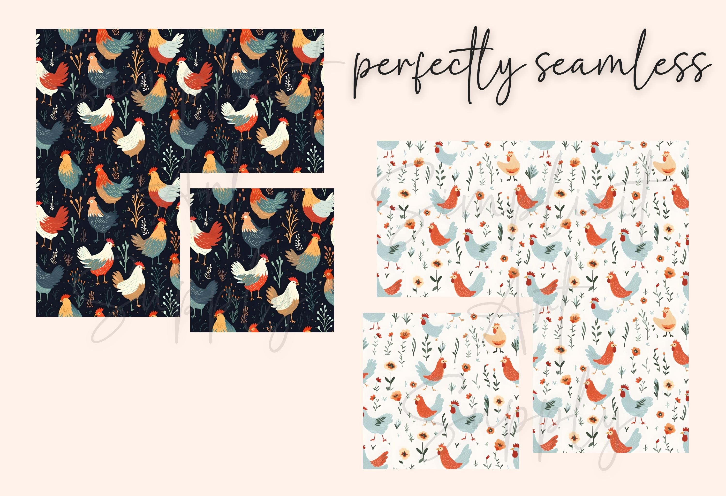 Chicken Digital Paper, 10 Seamless Chicken Texture Pattern Bundle ...