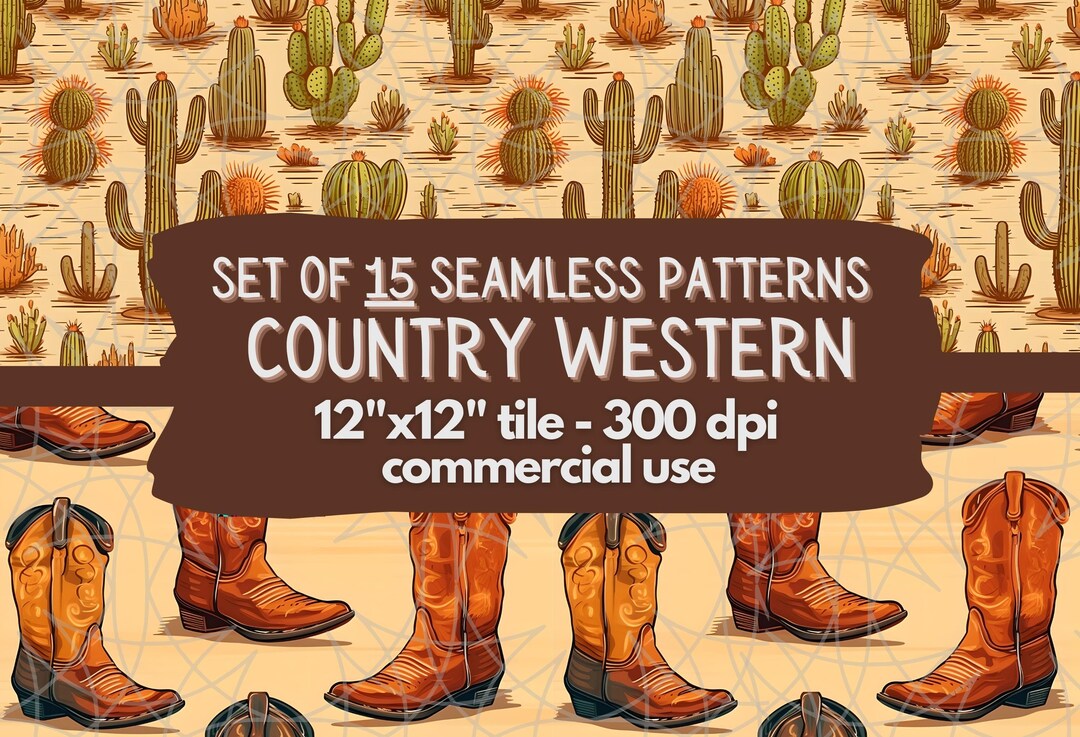 COUNTRY WESTERN - Western Seamless Repeat Pattern, Retro Backgrounds ...