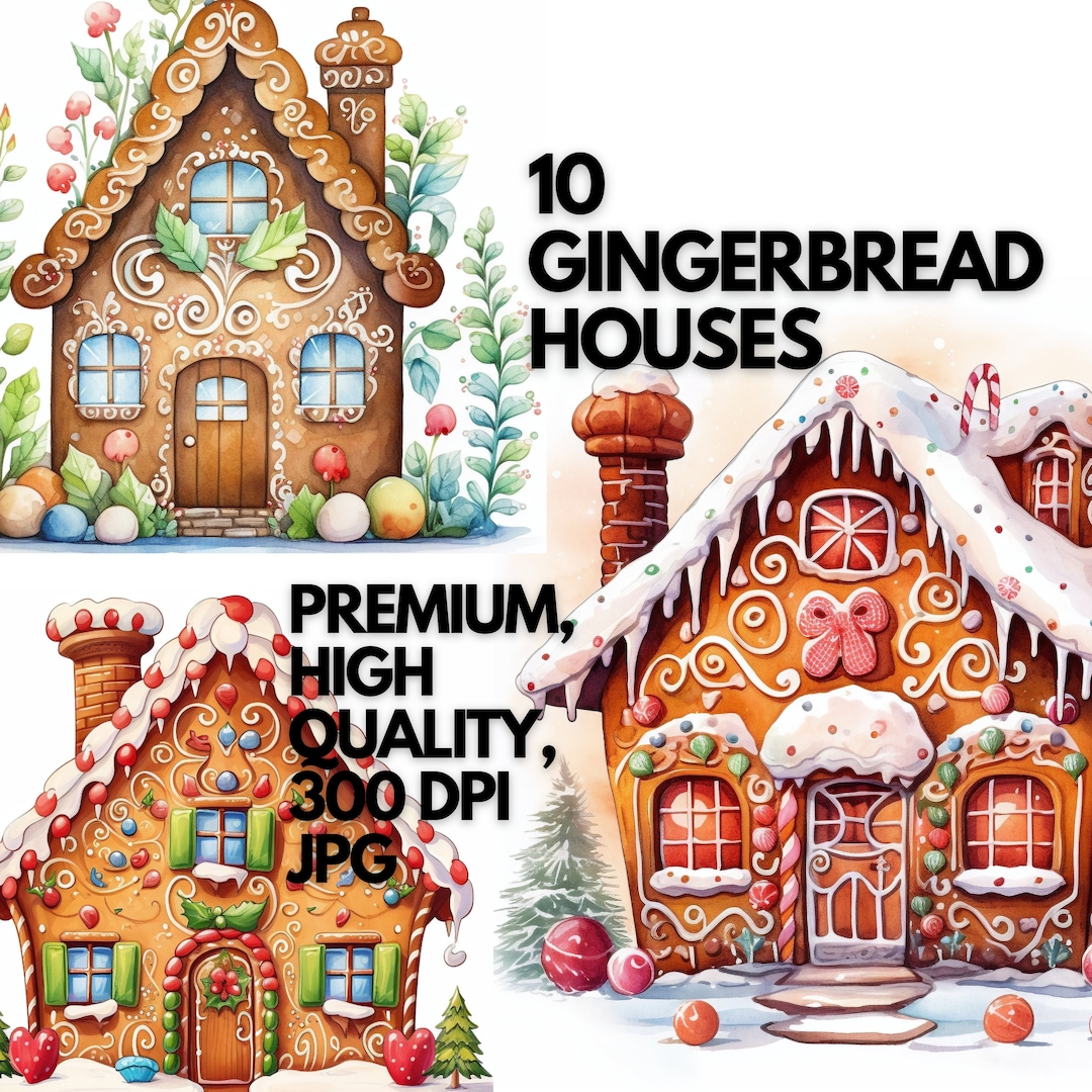 Gingerbread House Clipart Bundle - 10 High Quality JPGS - Digital ...