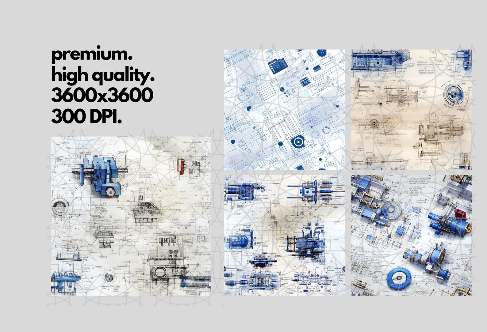 Technical Blueprints Digital Paper, Technical Blueprints Seamless ...