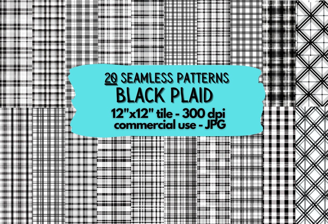 20 Seamless Black Plaid Overlays JPG Images Commercial Use Plaid ...