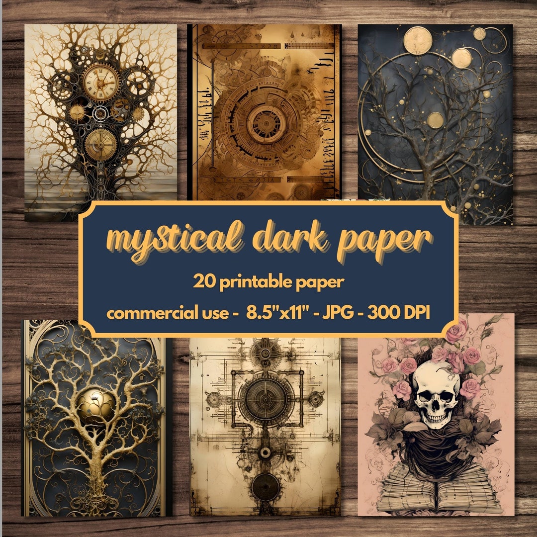 20 Mystical Dark Covers Junk Journal Papers, Gothic Digital Papers ...