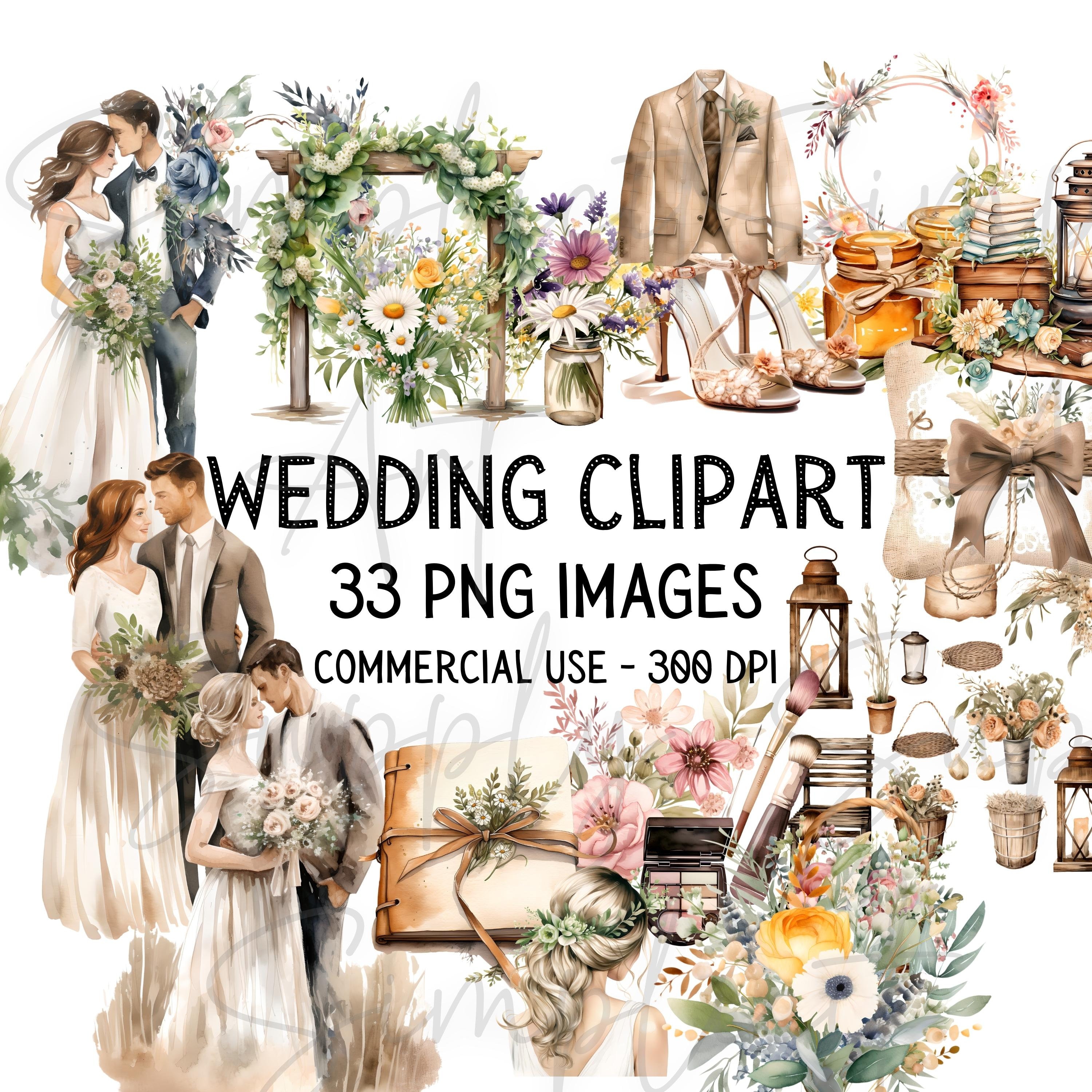 Watercolor Rustic Wedding PNG Clipart, Wedding Invitation Printables ...