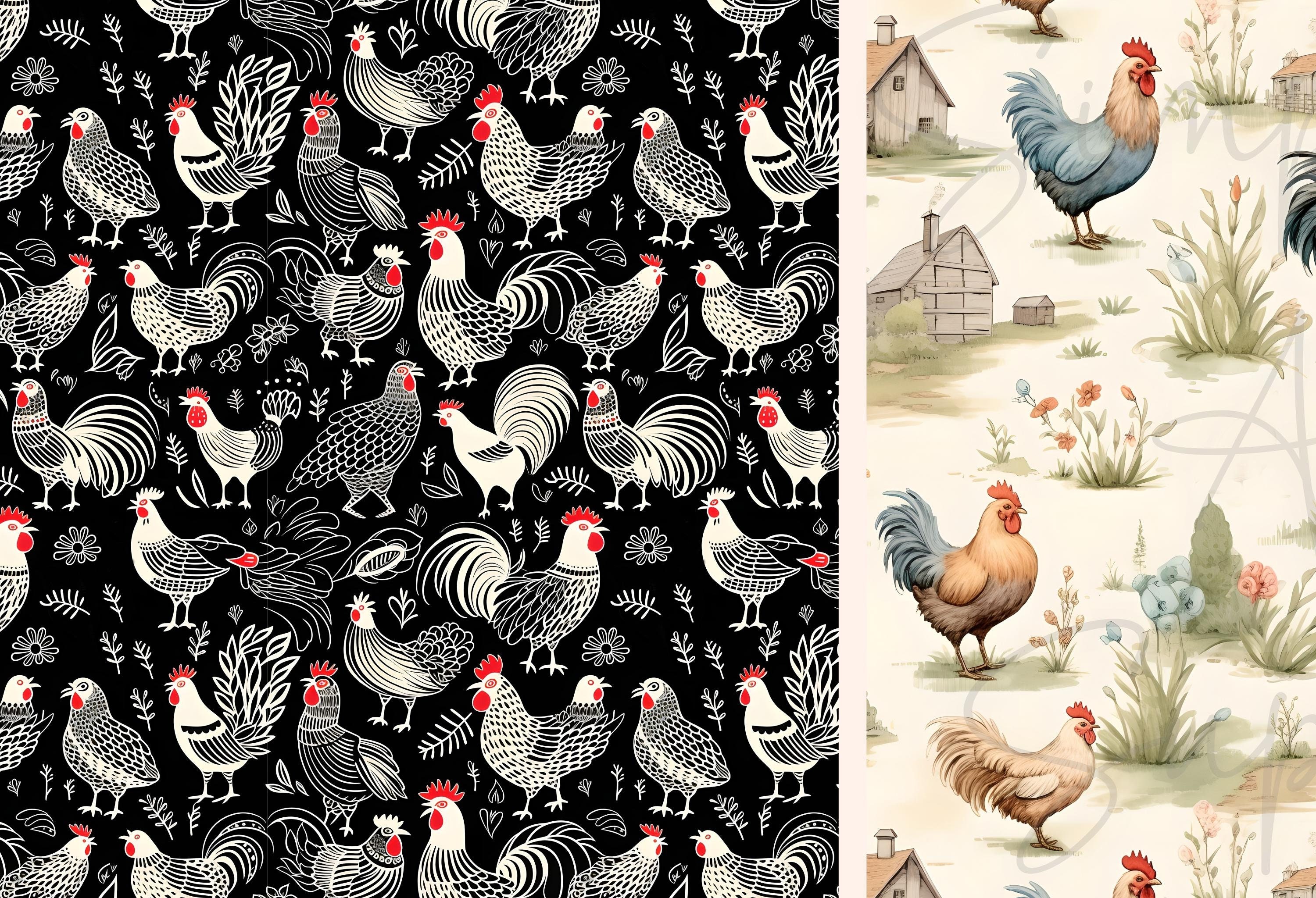 Chicken Digital Paper, 10 Seamless Chicken Texture Pattern Bundle ...