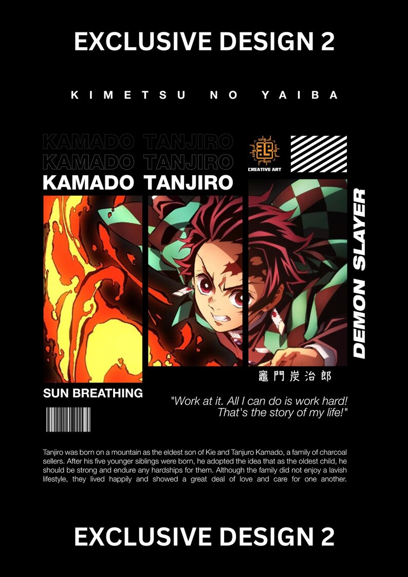 2-piece Fans Digital Art Set: Demon Slayer Kamado Tanjiro Design by ...