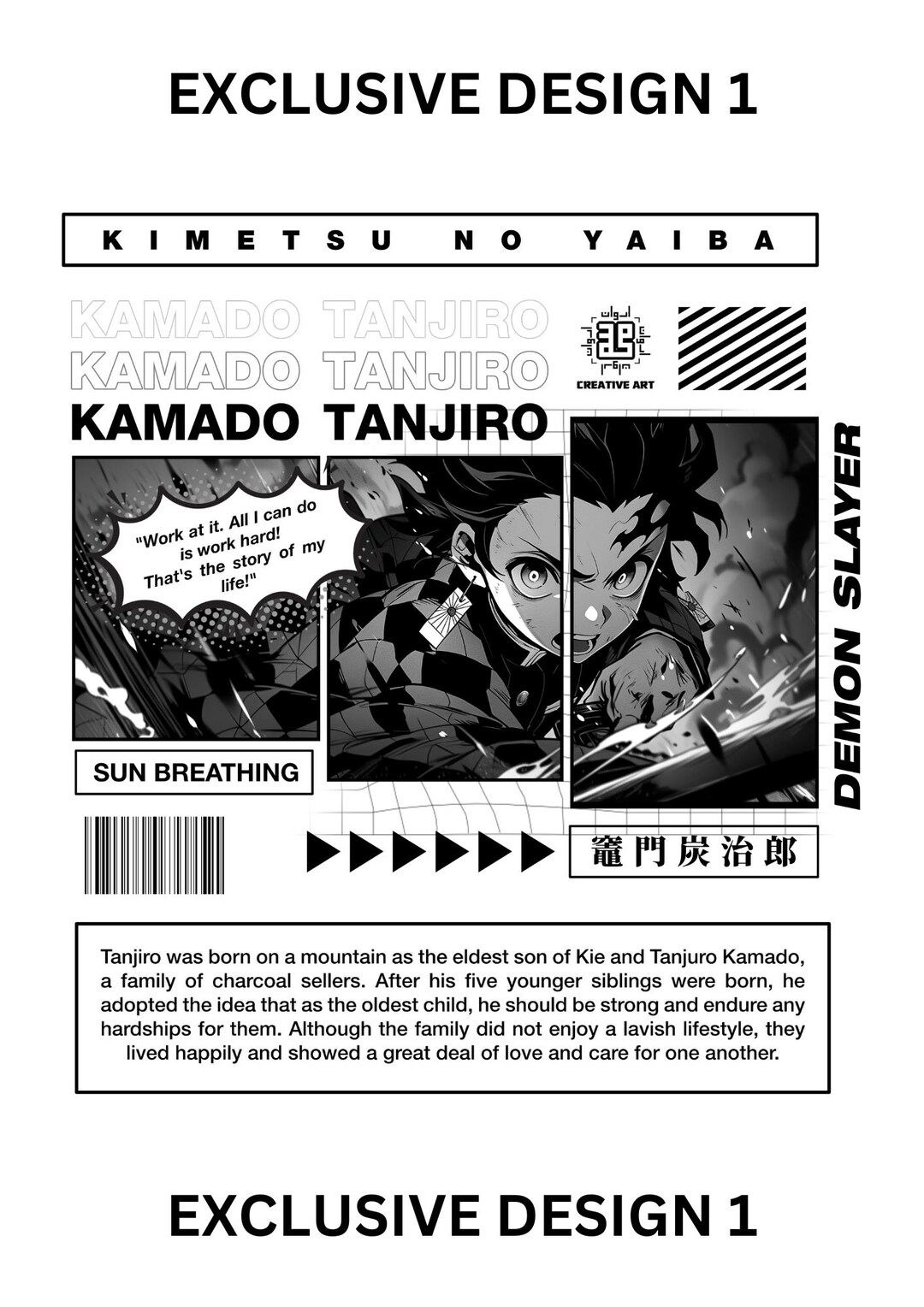 2-piece Fans Digital Art Set: Demon Slayer Kamado Tanjiro Design by ...