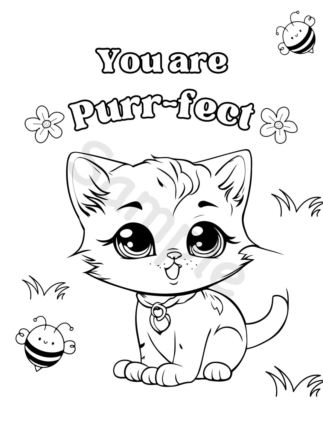 You Are Purr-fect Cat Coloring Page - Etsy