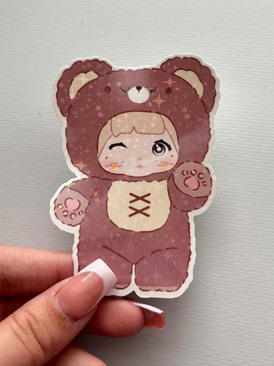 Kawaii Brown Holographic Nommi Sticker - Etsy