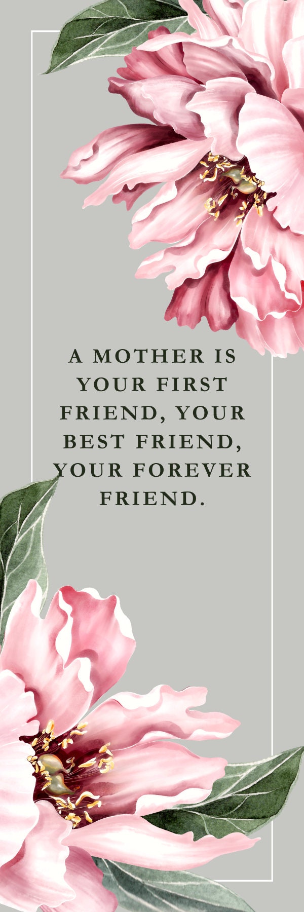 Mother's Day Printable Bookmark, Flower Bookmark, Heartfelt Gift for ...