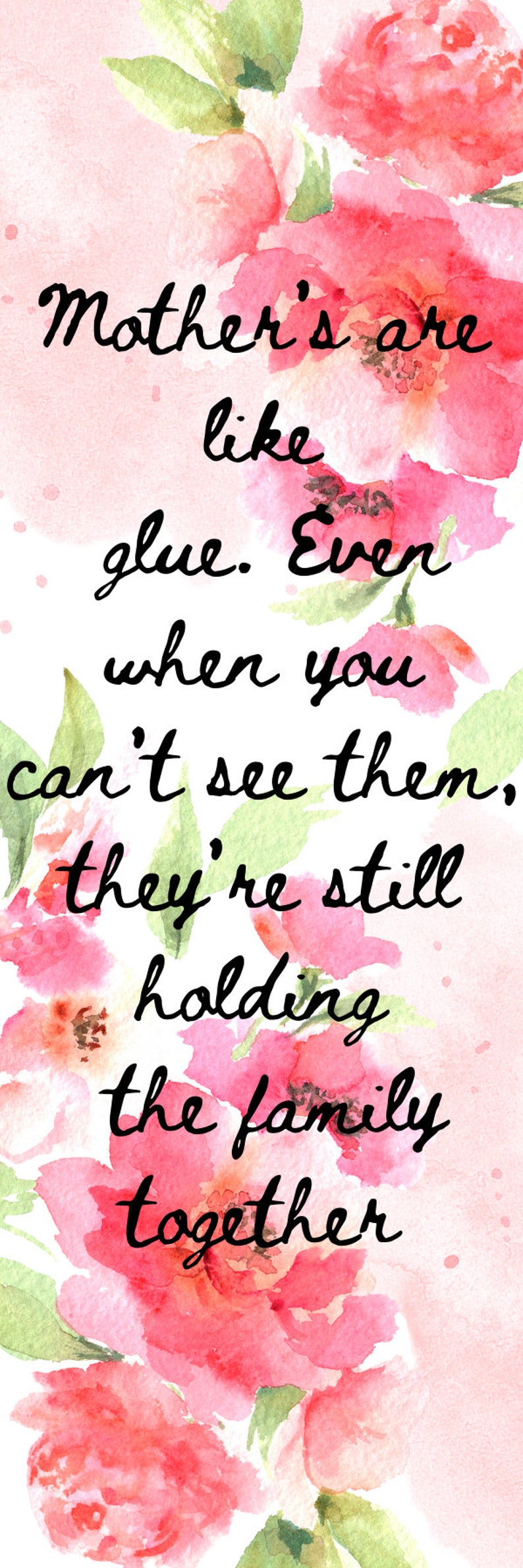 Mother's Day Printable Bookmark, Flower Bookmark, Heartfelt Gift for ...