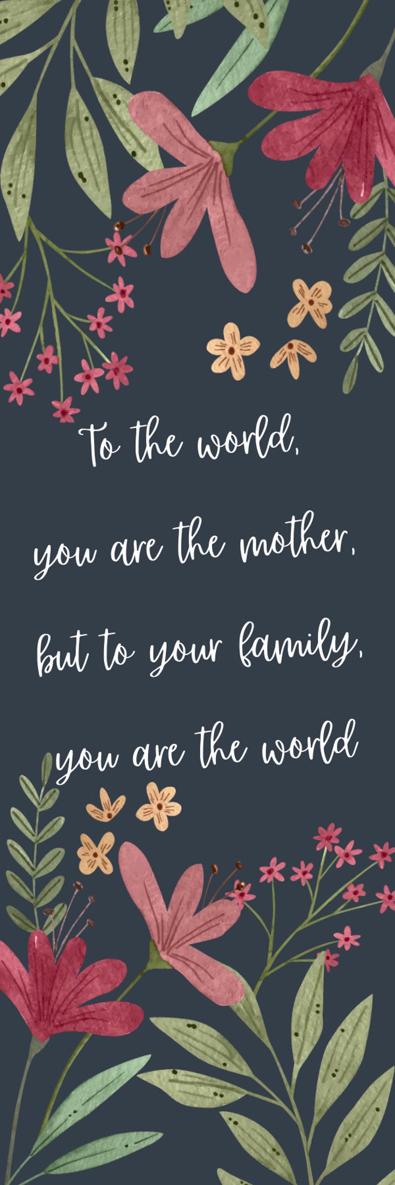 Mother's Day Printable Bookmark, Flower Bookmark, Heartfelt Gift for ...