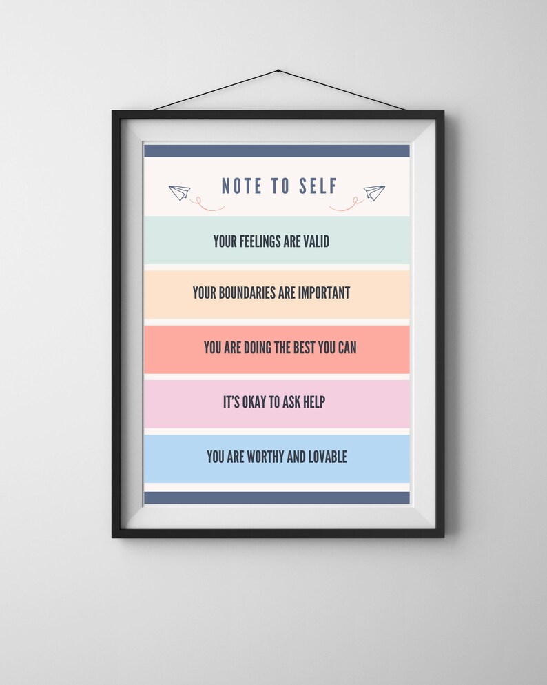Note to Self, Inspirational Art, Kindness Quote, Classroom Print ...