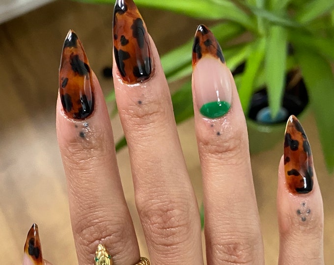 IT GIRL Tortoise Shell Press on Nails Tortoise Press-on Nails Handmade ...