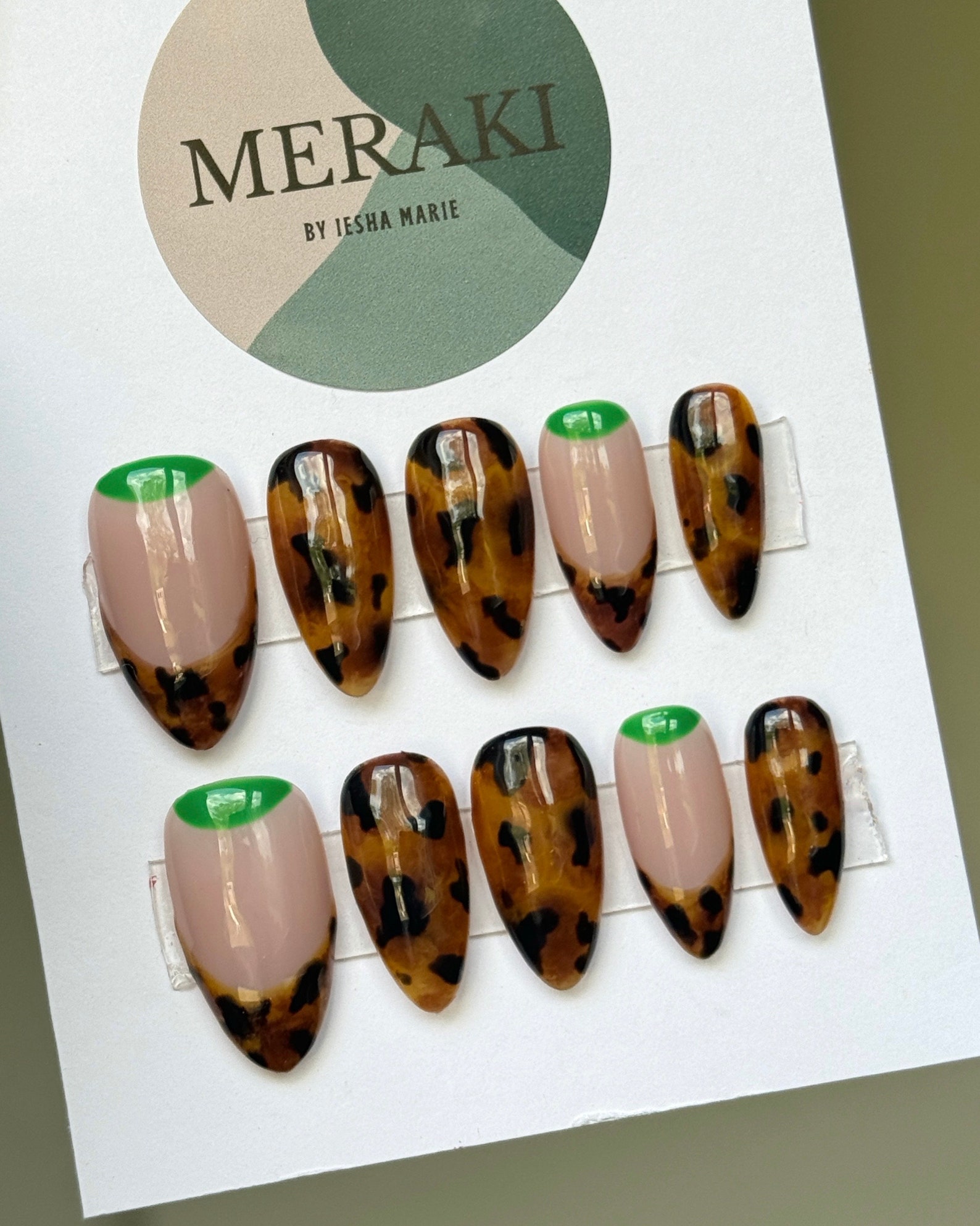 Tortoise Shell Nail Design Press on Nails | French Tip Fall Nails ...