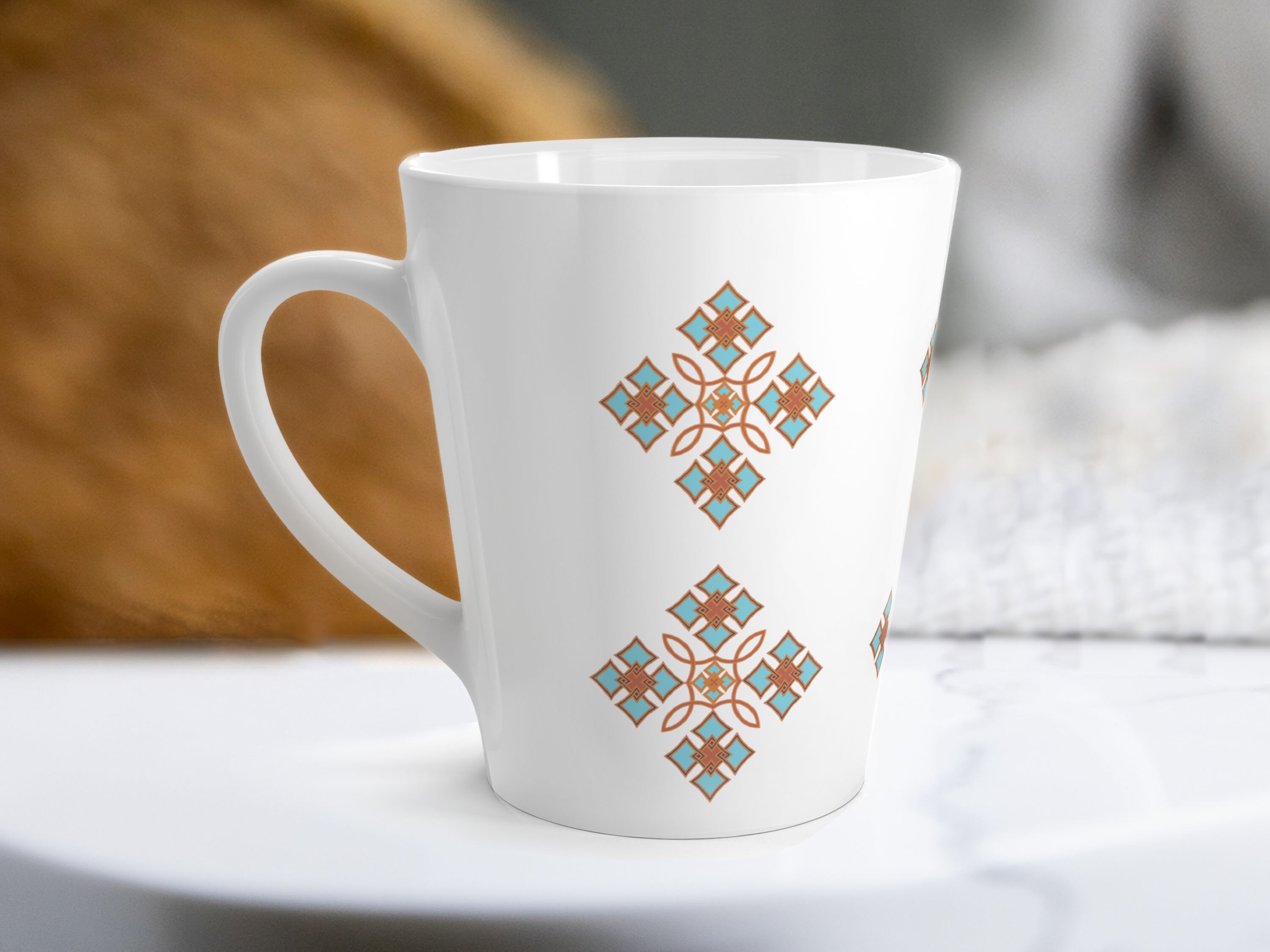 Patterns From the Land of Coffee Latte Mug, Habesha Heritage 12oz Cup ...