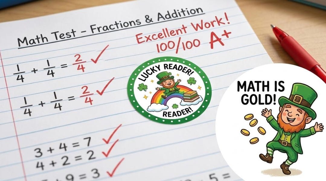 48 Stickers St Patrick's Day Teacher Printable Math & Reading Rewards ...