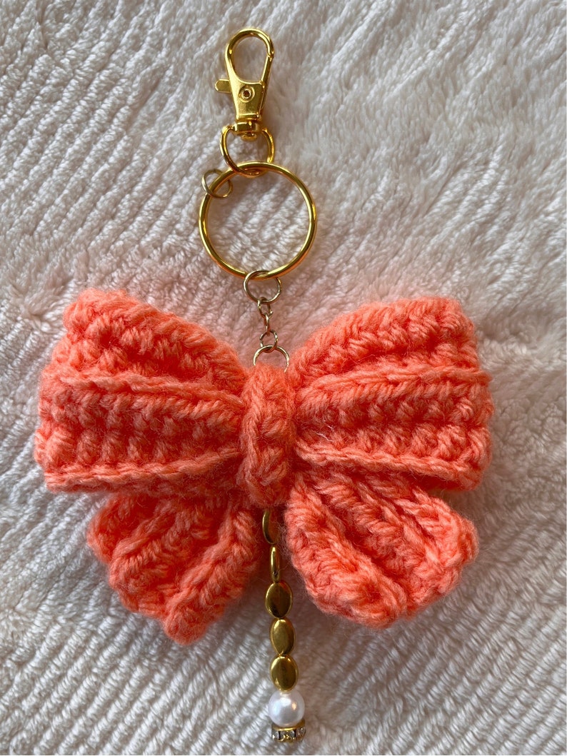 Crochet Bow Keychain - Etsy