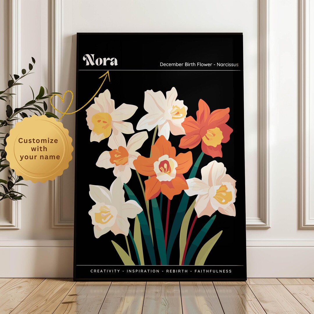 Custom December Birth Flower Print, Personalized Digital Print ...