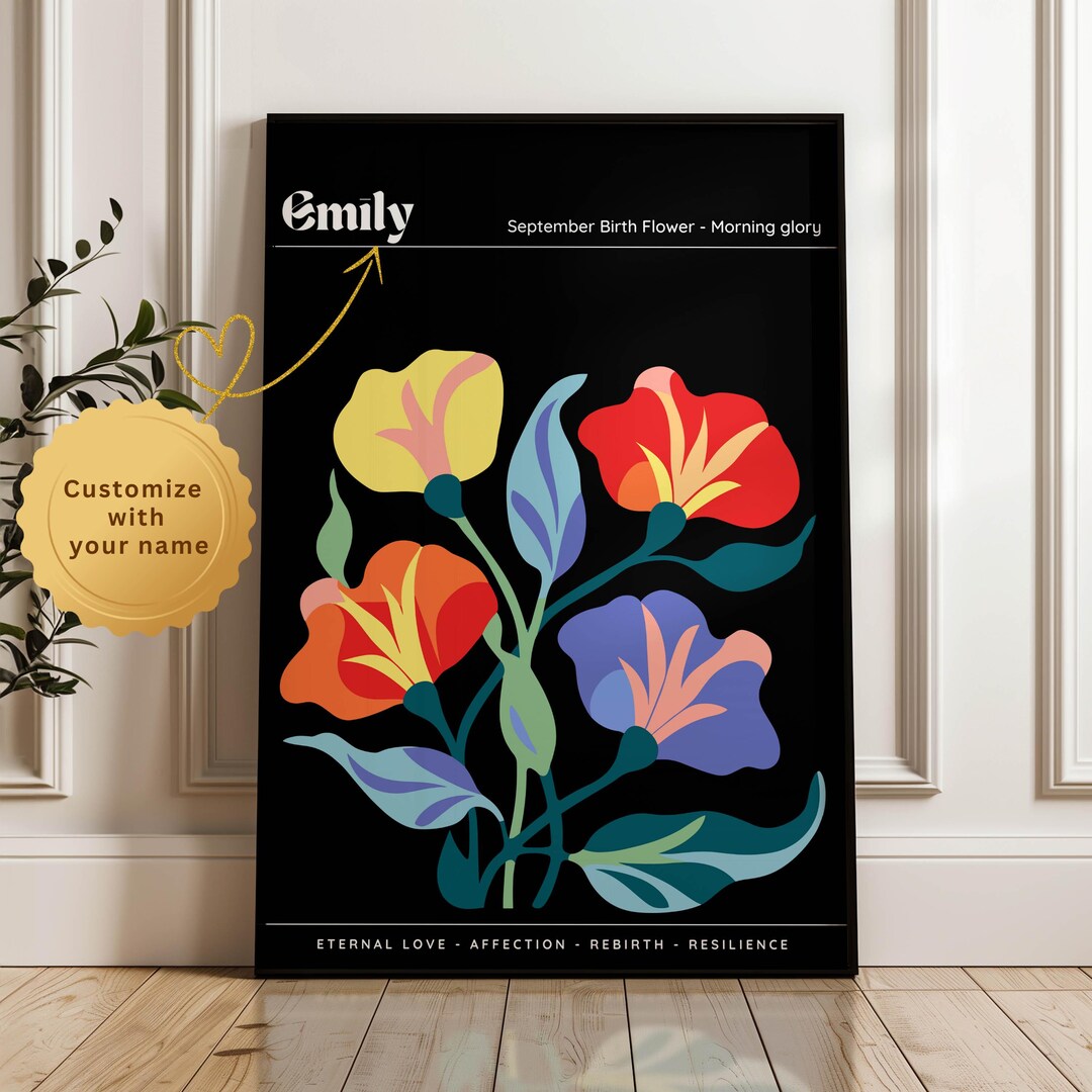 Custom September Birth Flower Print, Personalized Digital Print ...