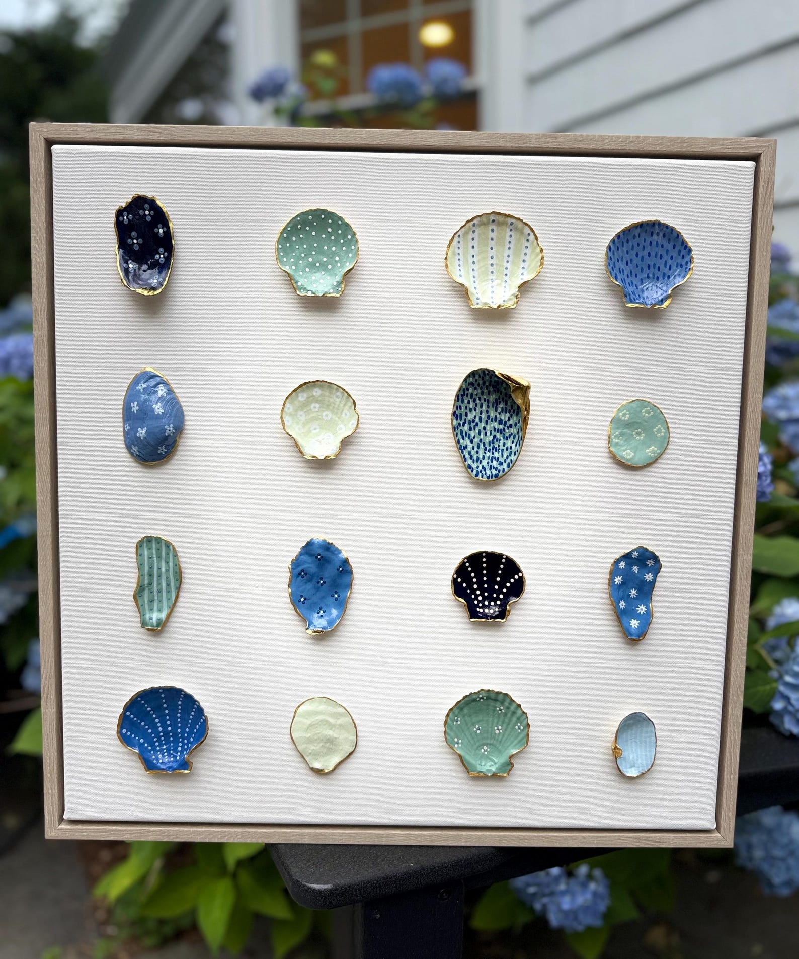 Hand Painted Seashells|wooden Floating Frame|coastal Wall Art| Ocean ...